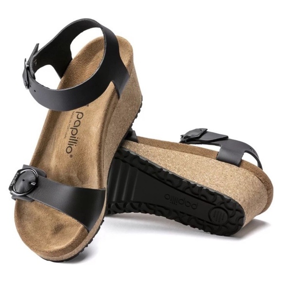 Papillio | Shoes | Birkenstock Papillo Black Wedge Sandals | Poshmark